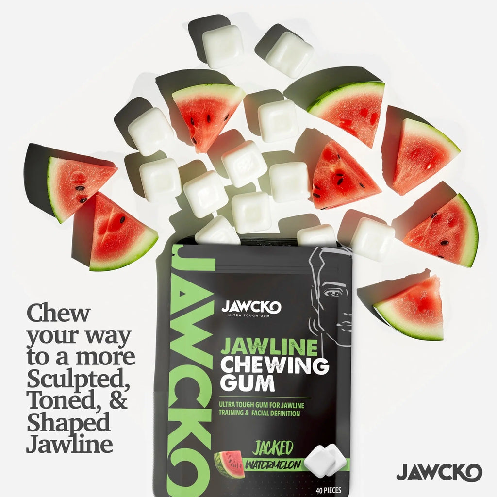 JAWCKO Watermelon Jawline Chewing Gum | Ultra-Tough Gum for Jaw Fitness ...