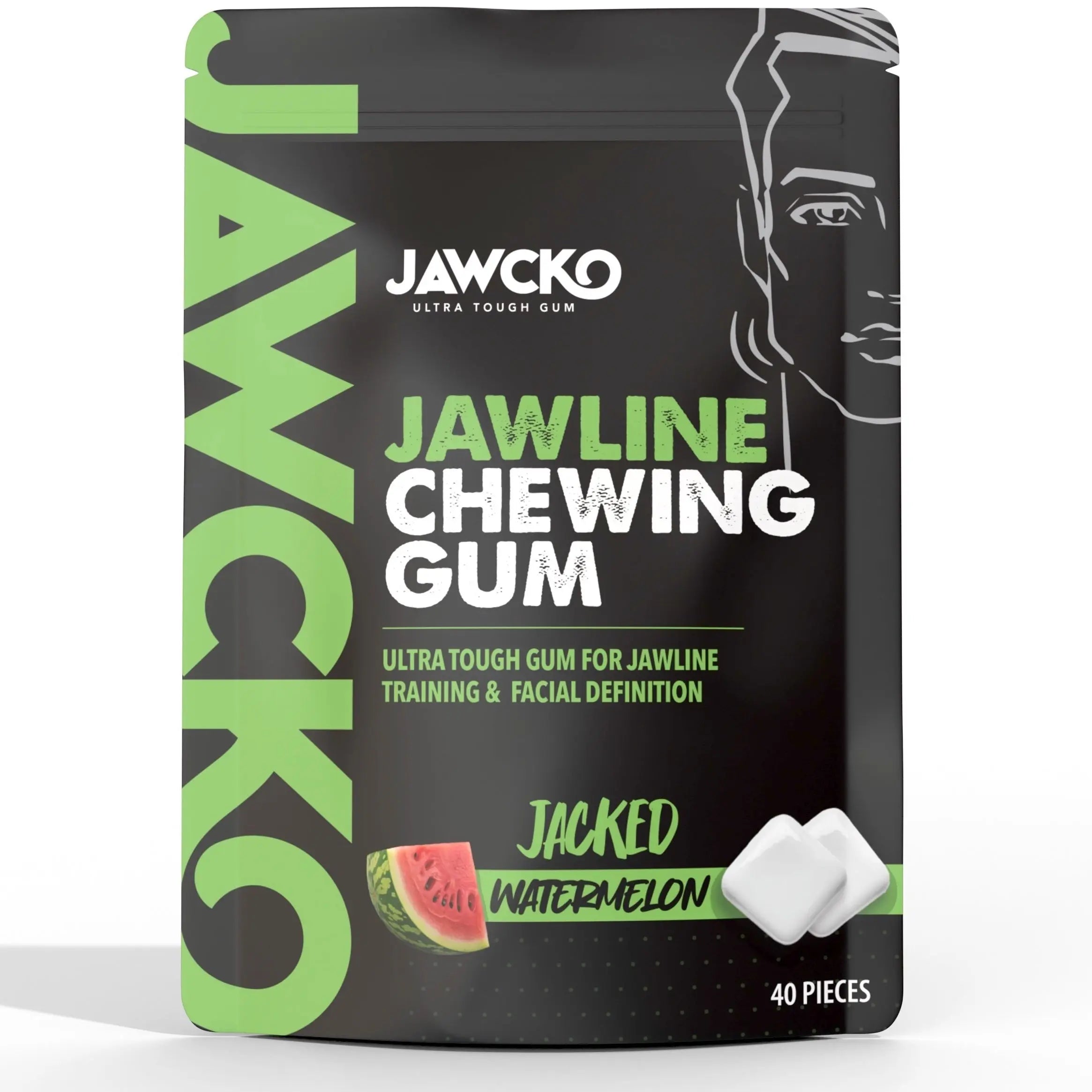 JAWCKO Watermelon Jawline Chewing Gum | Ultra-Tough Gum for Jaw Fitness ...